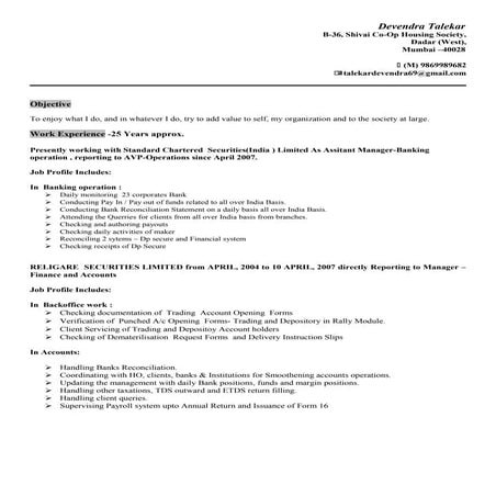 devendra talekar resume | DOC