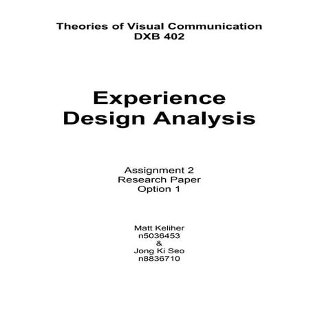 Experience Design Analysis_DXB402 | PDF