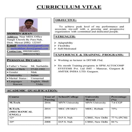 mohsin resume m.tech
