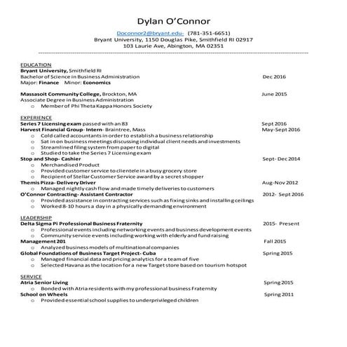 Dylan O'Connor Resume | PDF