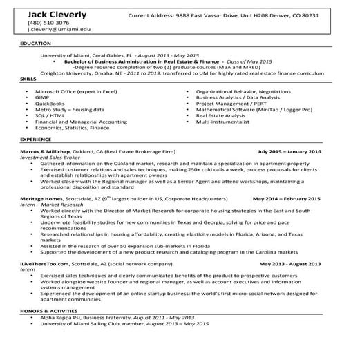 Jack Cleverly Resume 2-23-16 | PDF