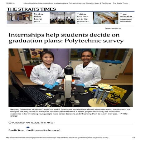 Internships help students decide on graduation plans_ Polytechnic survey, Education News & Top ...