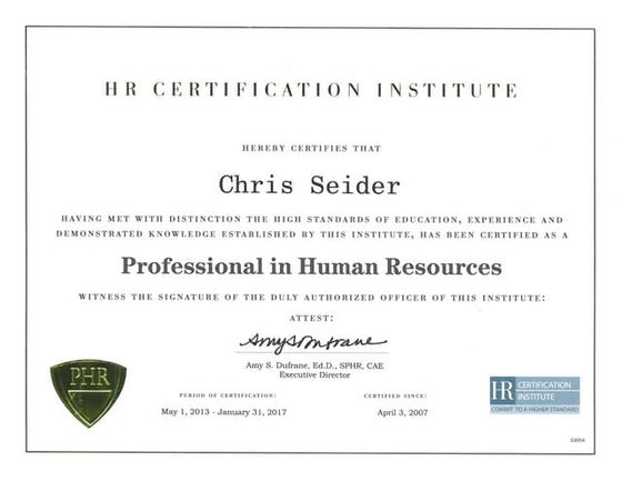 PHR Certificate | PDF