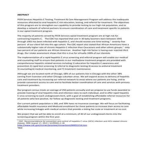 ABSTRACT for successful SAMHSA Hepatitus C Grant | PDF