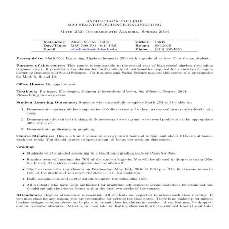 Math 253 Fall 2016 | PDF