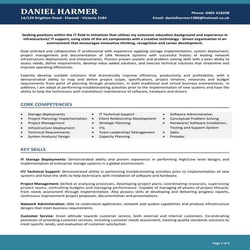 Daniel Harmer Resume | DOC | IT and Internet Support | Internet