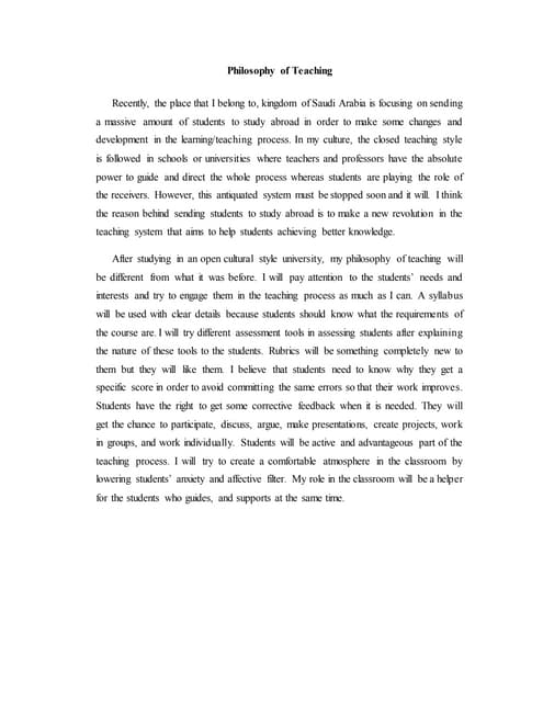 Teaching Philosophy Statement | PDF
