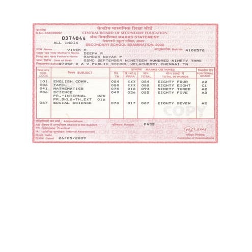 10TH MARK SHEET | PDF