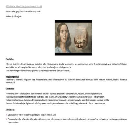 9 de juliio secuencia. las mujeres en la historia | DOCX