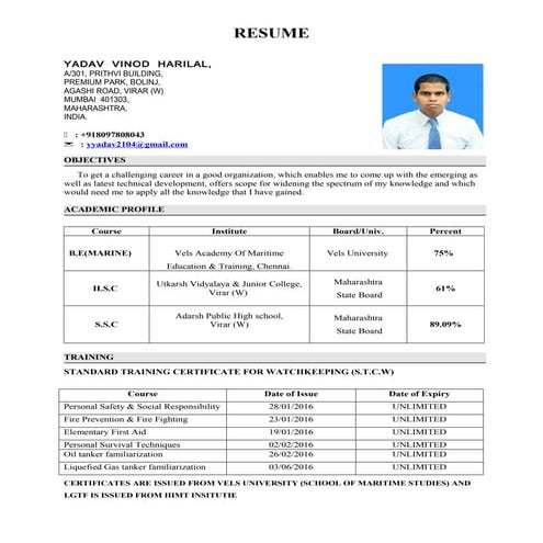 vinod yadav resume (1) | PDF