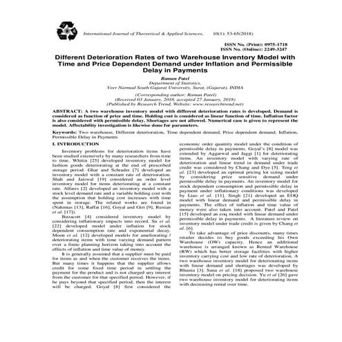 9 Different Deterioration Rates Of Two Warehouse Inventory Model With Time And Price Dependent