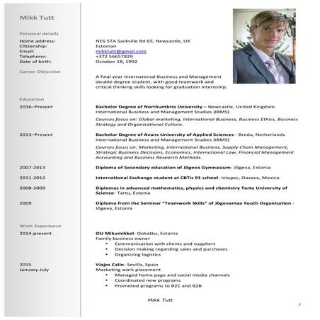 Mikk Tutt- CV | PDF