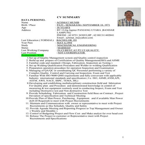 QA QC Engineer CV | PDF