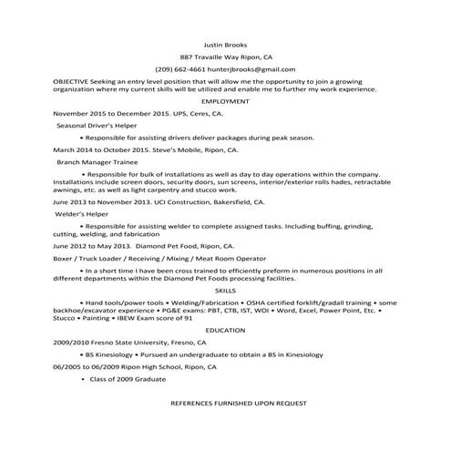 Justin Brooks resume 2015 | PDF