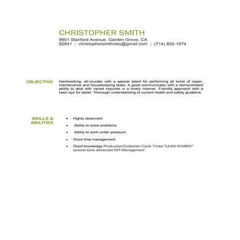 Christopher Smith Resume (2015) -NEW | DOC