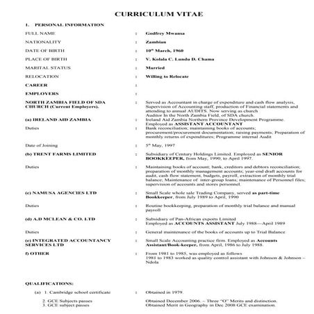 MWANSA GODREY RESUME | DOC