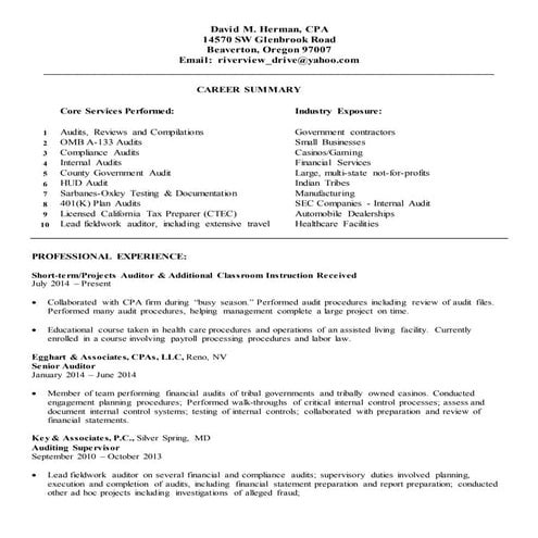 Resume of David M. Herman | DOCX