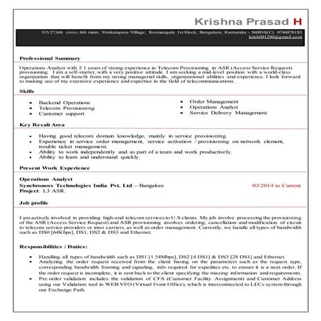 Operations Analyst | DOCX