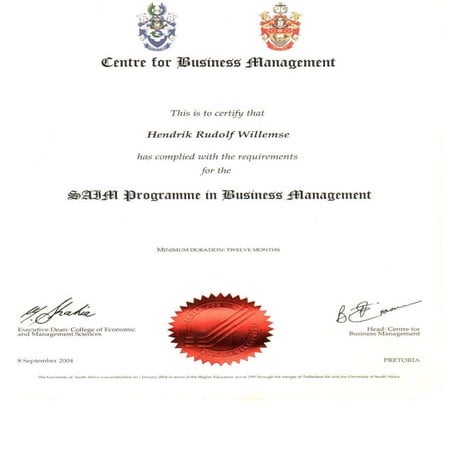 HRW Business Management Certificate | PDF