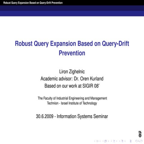 Query Drift Prevention For Robust Query Expansion Presentation Ppt