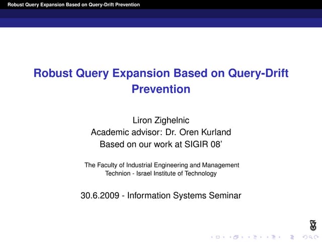 Query Drift Prevention For Robust Query Expansion Presentation Ppt
