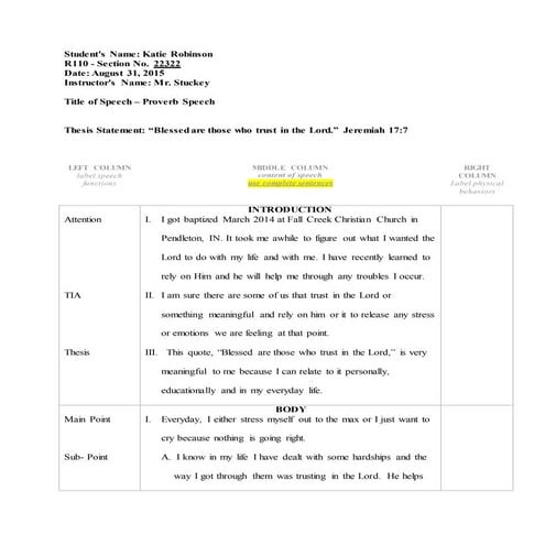 Proverb Speech | DOCX