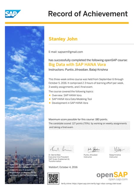 Implementation of SAP Business Object Cloud RecordOfAchievement | PDF | Computer Software and ...