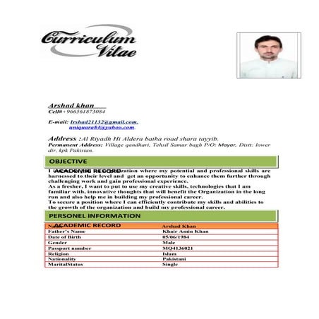 Resume of Ahsan Khan | DOCX