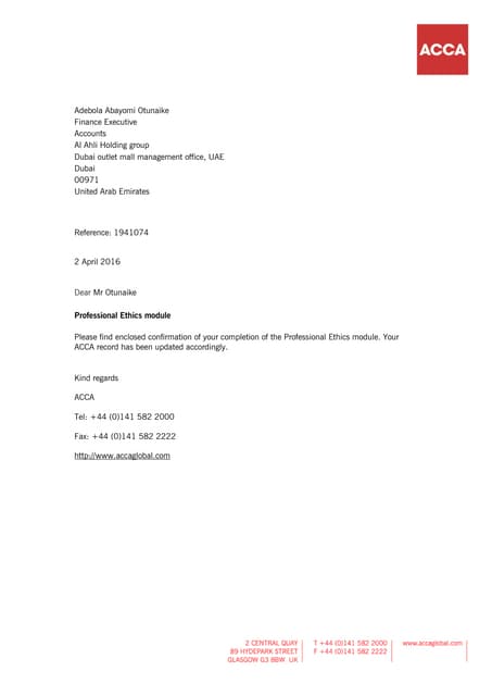 Acca Membership Certificate | PDF