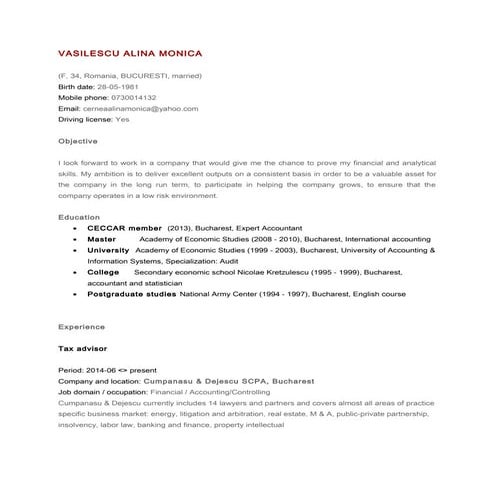 CV Vasilescu Alina Monica | DOC