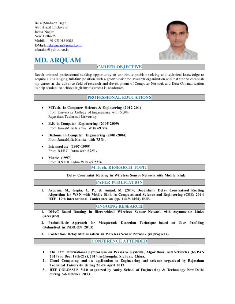 CV (M Tech)