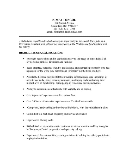 resume for sylvia | PDF