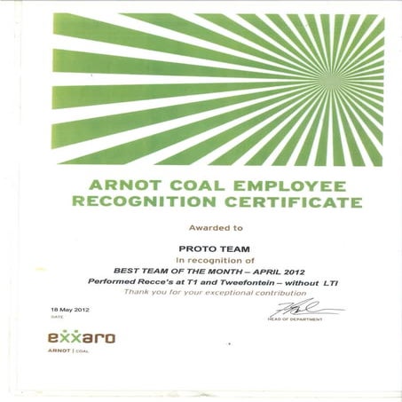 BEST PROTO TEAM FOR THE MONTH AWARD | PDF