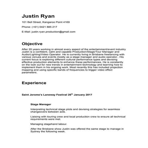 Resume Justin Ryan | PDF