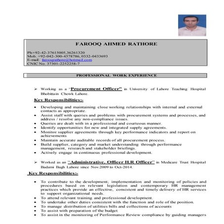 Farooq CV | DOCX | Human Resources | Business