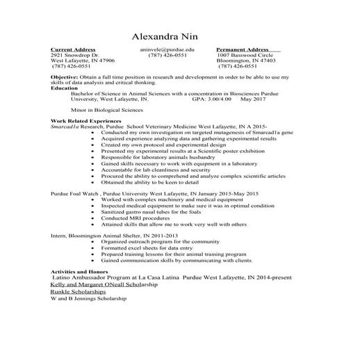 Purdue Resume Template