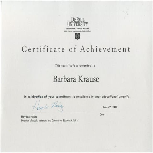 Certificate of Achievement Adult Student Affairs | PDF