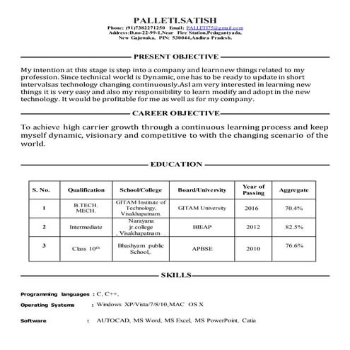 palleti satish cv original | DOCX