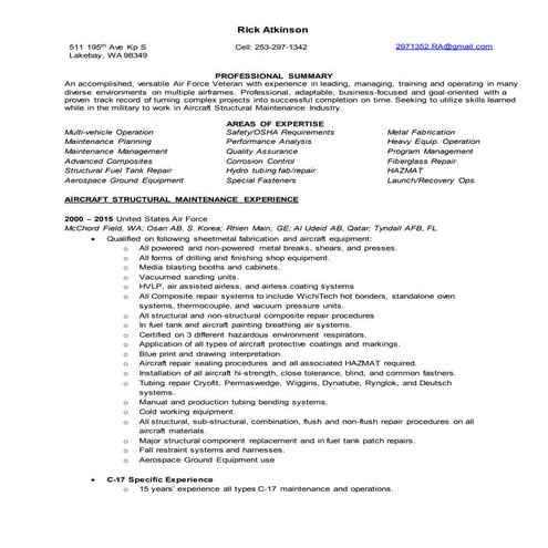 aviation resume | DOCX