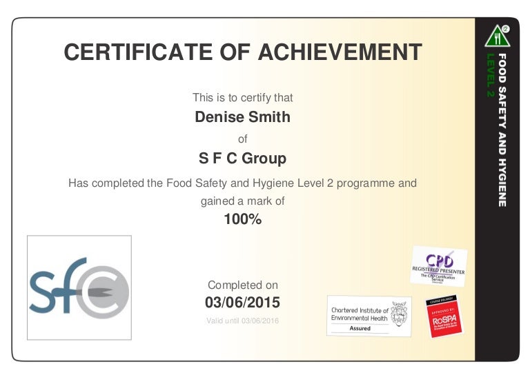 Certificate Food Safety and Hygiene Level 2 certificate-food-safety-and-hygiene-level-2