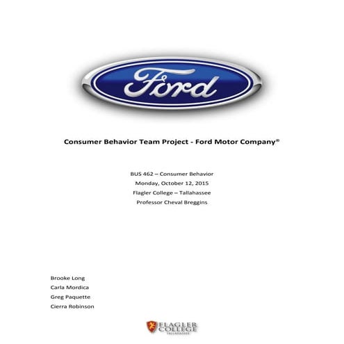 FORD MOTOR COMPANY_FINAL TEAM PAPER | PDF