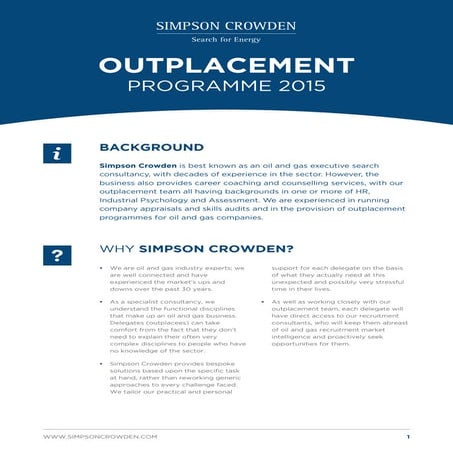Simpson Crowden Outplacement Programme 2015 | PDF