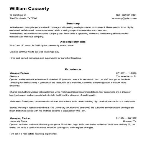 William Casserly Resume Tesla | PDF