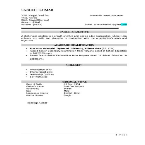Sandeep Resume | PDF