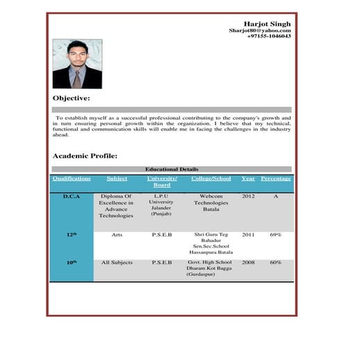 CV - Harjot Singh | PDF