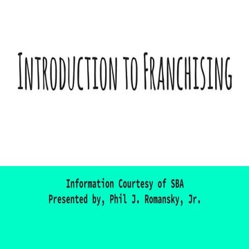Intro to Franchising | PPT