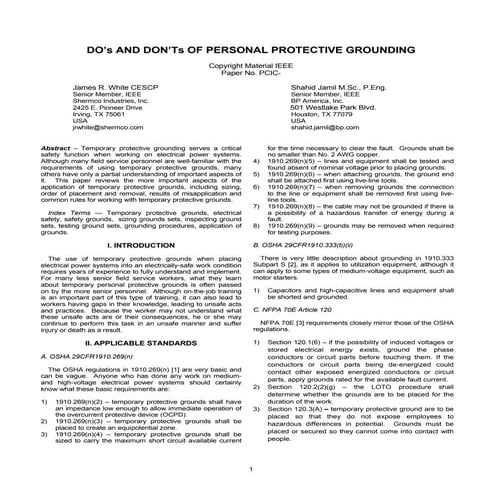 Do's and Don'ts of Personal Protective Grounding IEEE IAS Transactions ...