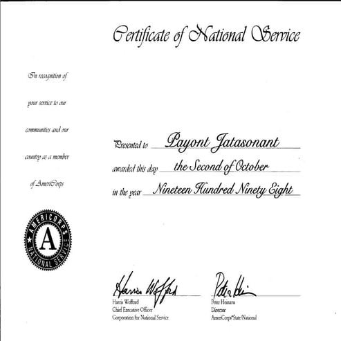 Amricorps Certificate of Service | PPT