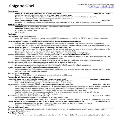 Snigdha Goel Resume | PDF