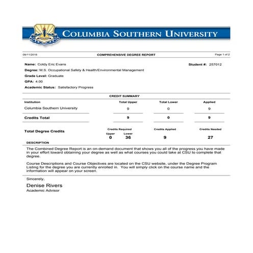 Degree Report | PDF